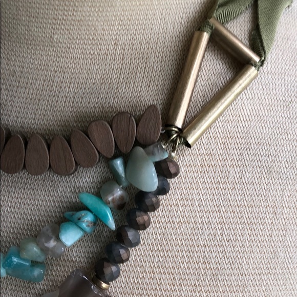 Make a wish | Jewelry | Layered Gem Stonewood Gold Metal W Sage Ribbon ...